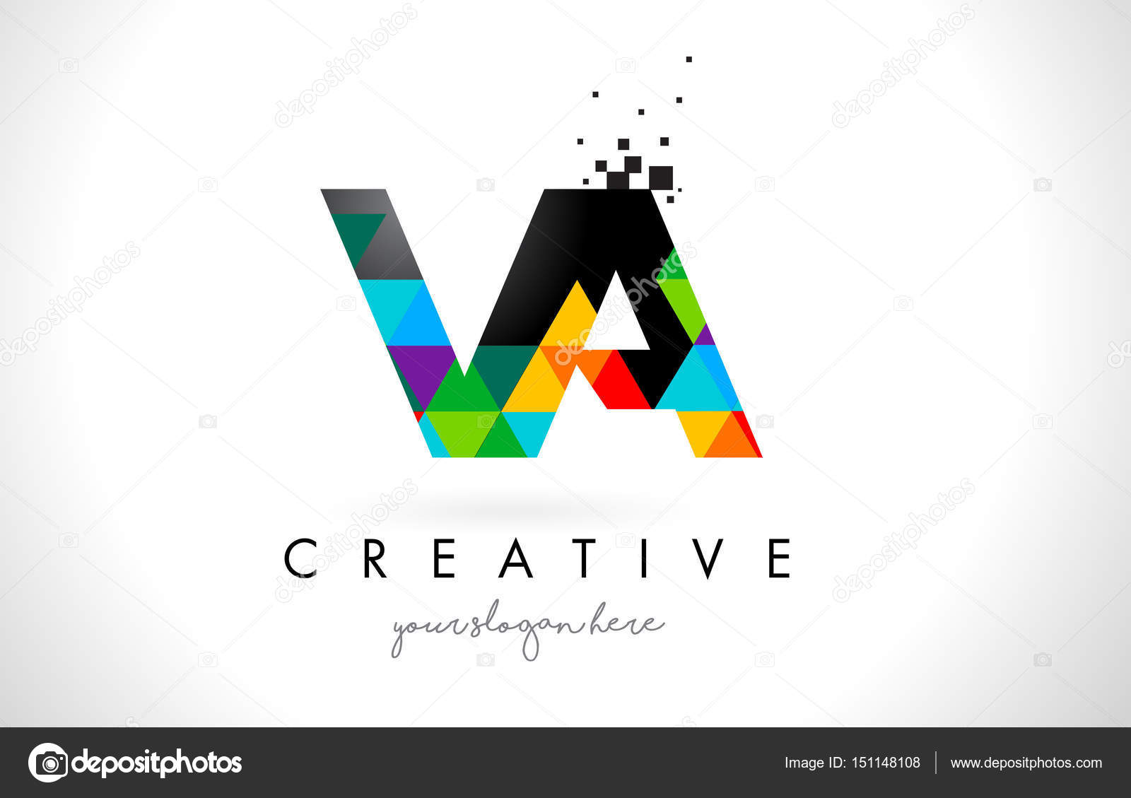 VA V A Letter Logo with Colorful Triangles Texture Design Vector Stock ...