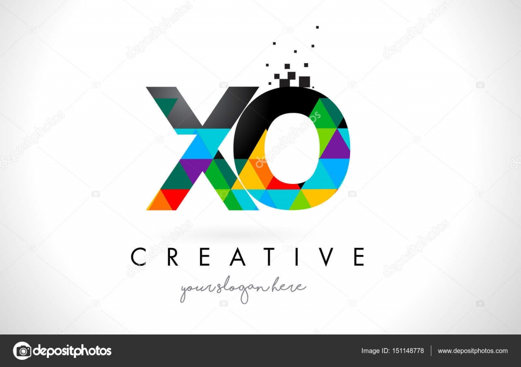 XO X O Letter Logo with Colorful Triangles Texture Design Vector Stock ...