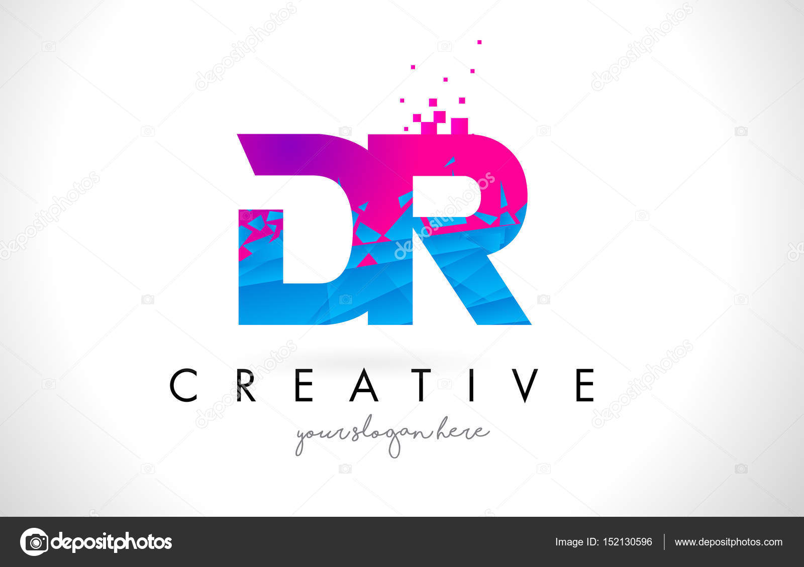 DR D R Letter Logo with Shattered Broken Blue Pink Texture Desig Stock ...