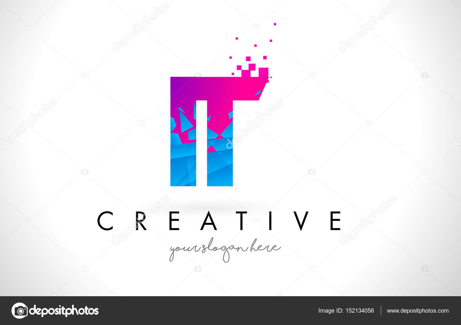 IT I T Letter Logo with Shattered Broken Blue Pink Texture Desig ⬇ ...