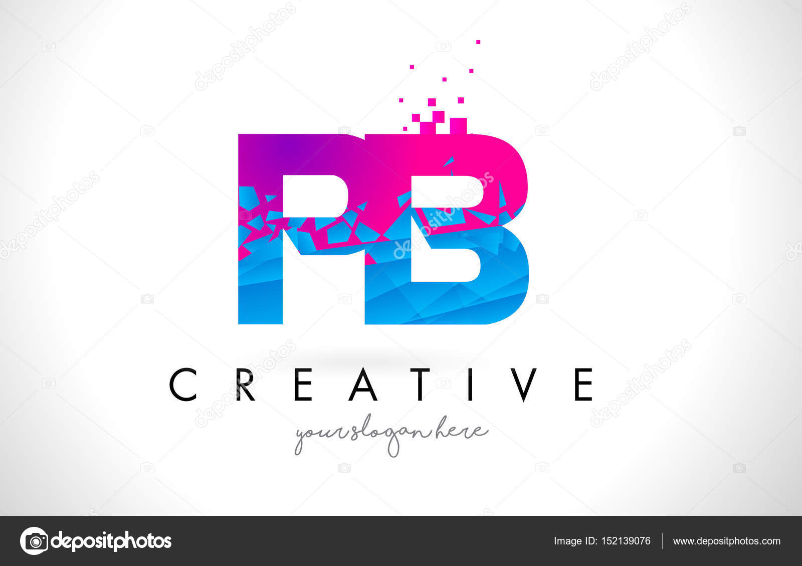 PB P B Letter Logo with Shattered Broken Blue Pink Texture Desig Stock ...