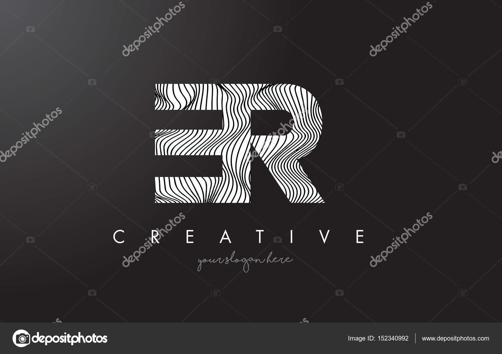 ER E R Letter Logo with Zebra Lines Texture Design Vector. Stock Vector ...