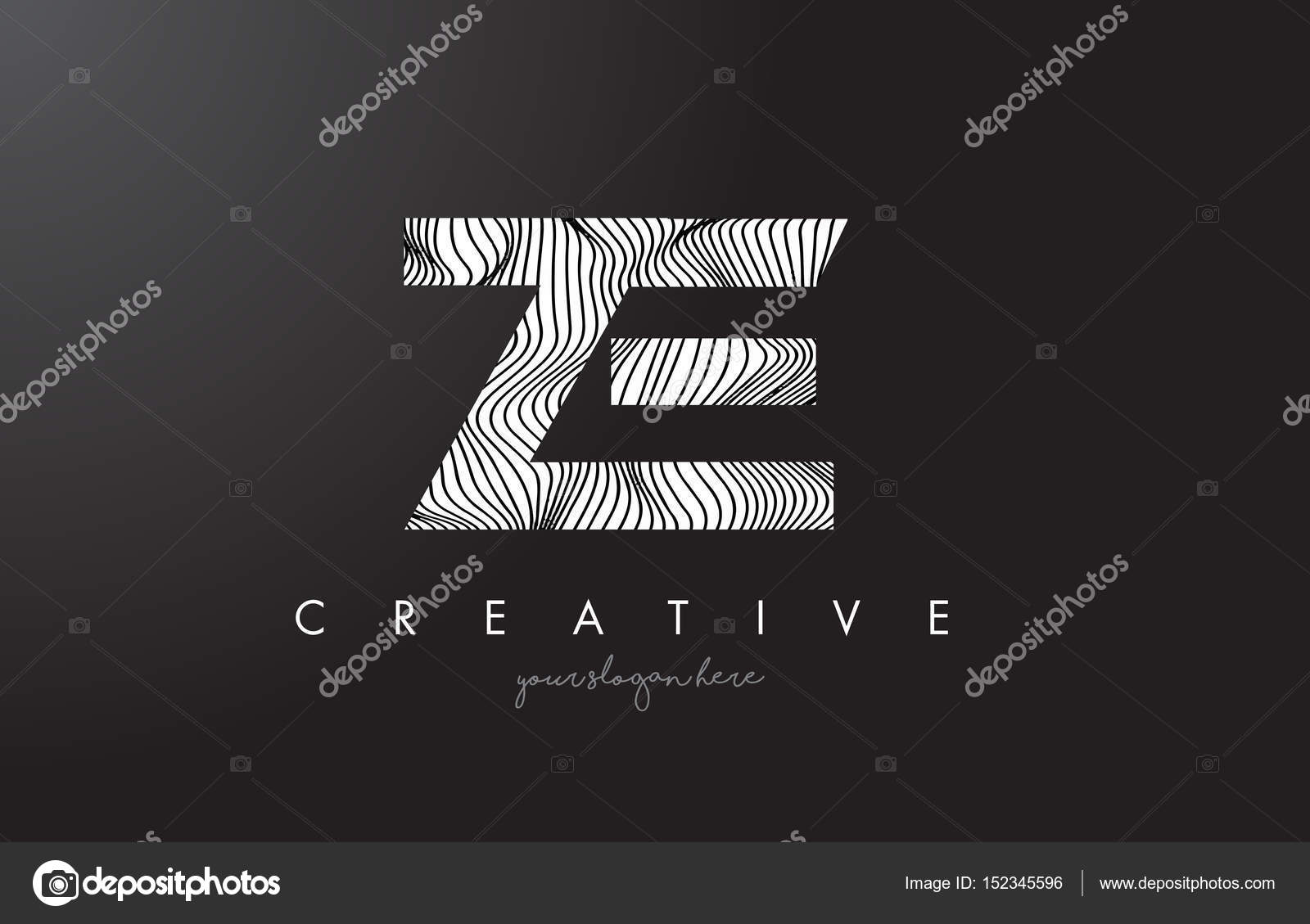 ZE Z E Letter Logo with Zebra Lines Texture Design Vector. Stock Vector ...