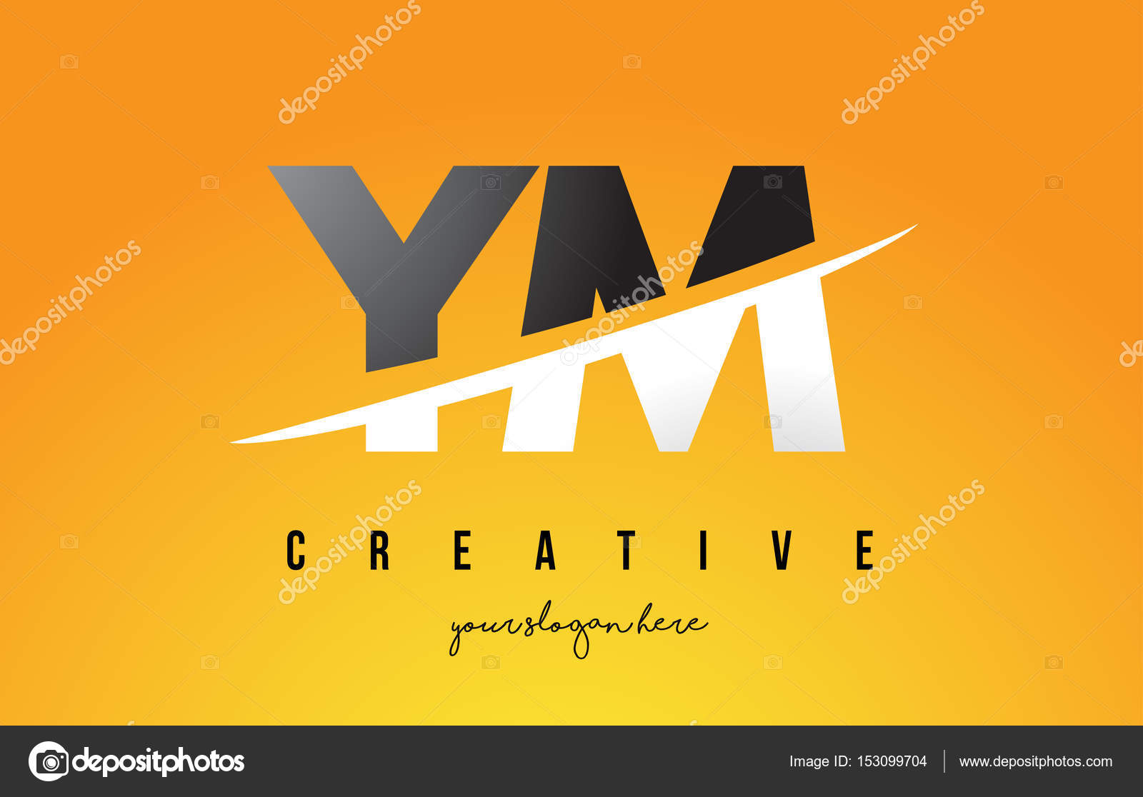 YM Y M Letter Modern Logo Design with Yellow Background and Swoo Stock ...