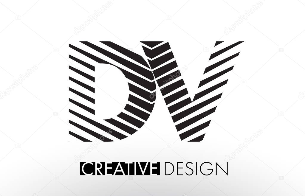 Diseño de letras DV D V Lines con cebra creativa y elegante 2024