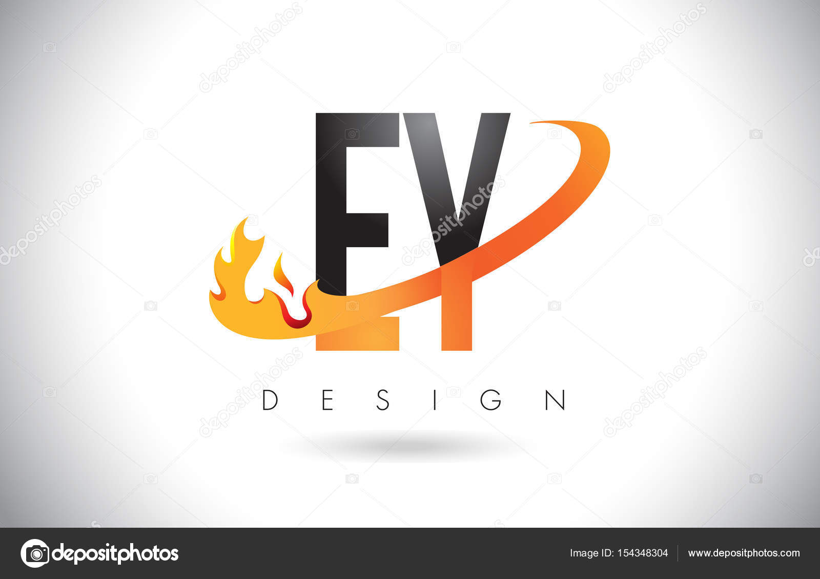 EY E Y Letter Logo with Fire Flames Design and Orange Swoosh. Stock ...
