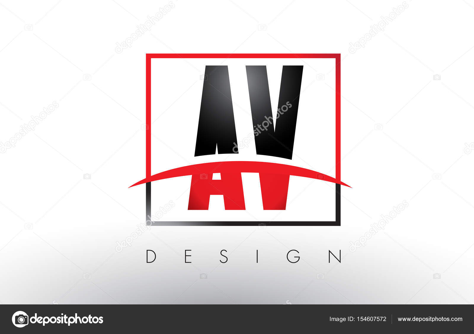 AV A V Logo Letters with Red and Black Colors and Swoosh. Stock Vector ...