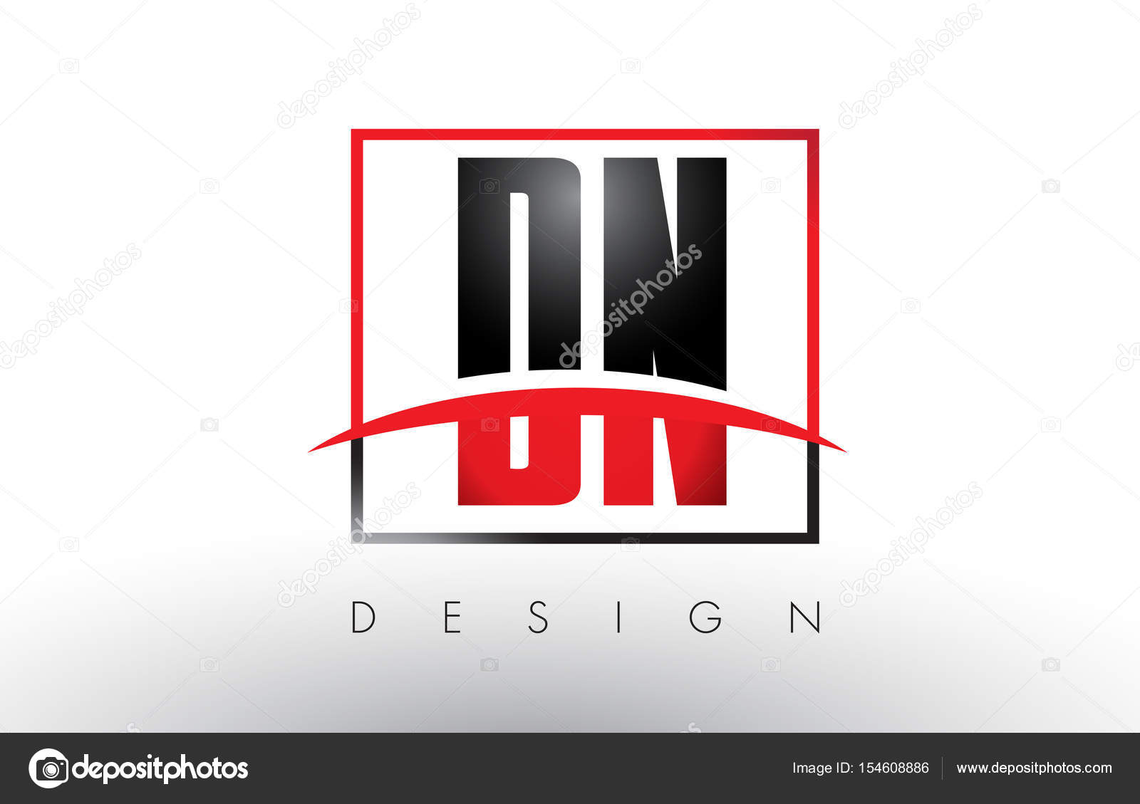 DN D N Logo Letters with Red and Black Colors and Swoosh. Stock Vector ...