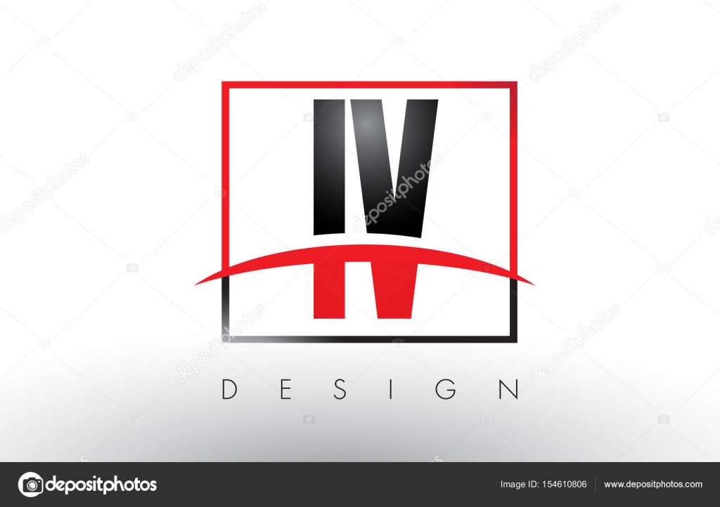 IV I V Logo Letters with Red and Black Colors and Swoosh. Stock Vector ...