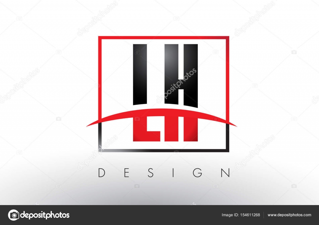 LH L H Logo Letters with Red and Black Colors and Swoosh. Stock Vector ...