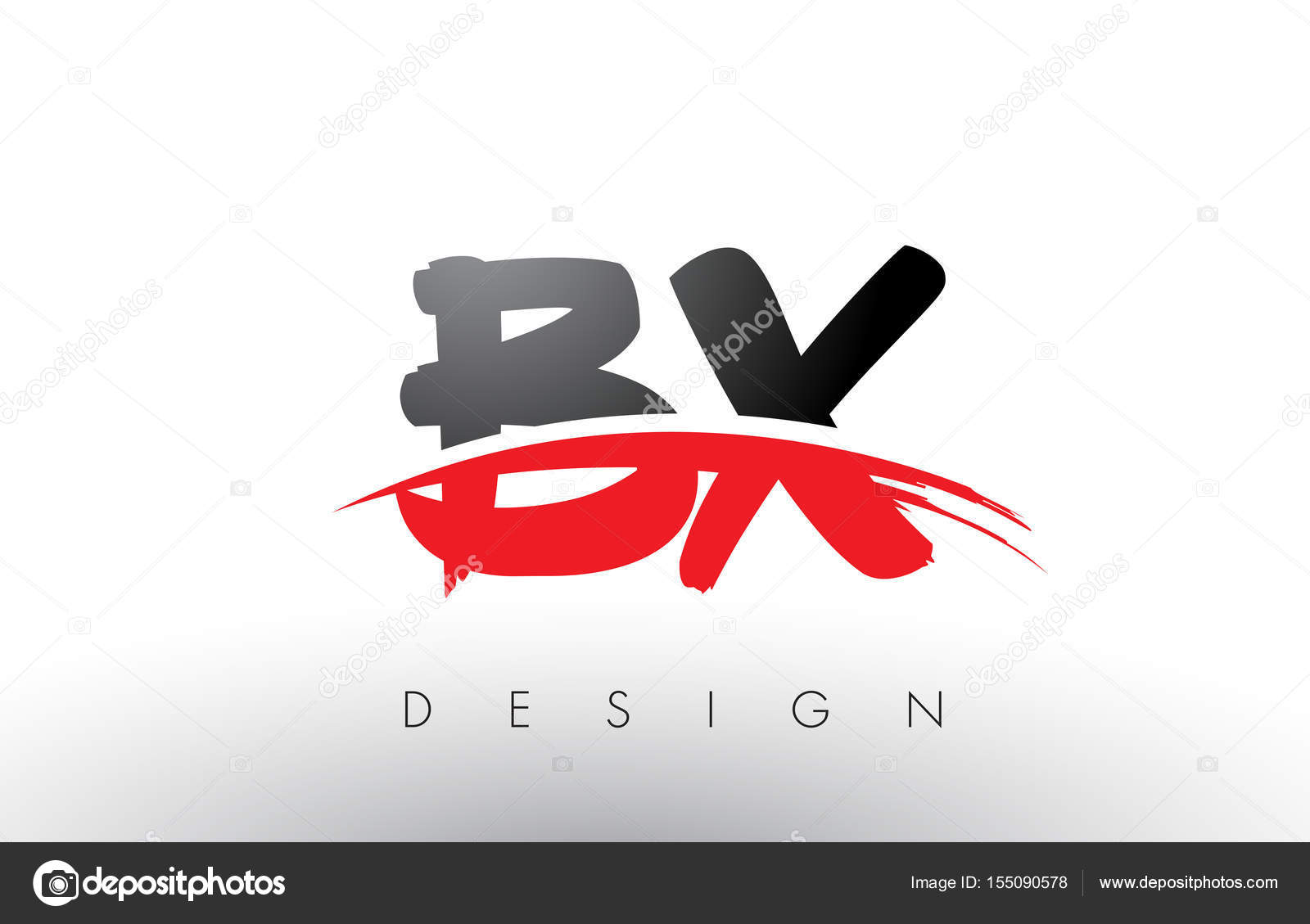 BX B X Brush Logo Letters with Red and Black Swoosh Brush Front Stock ...