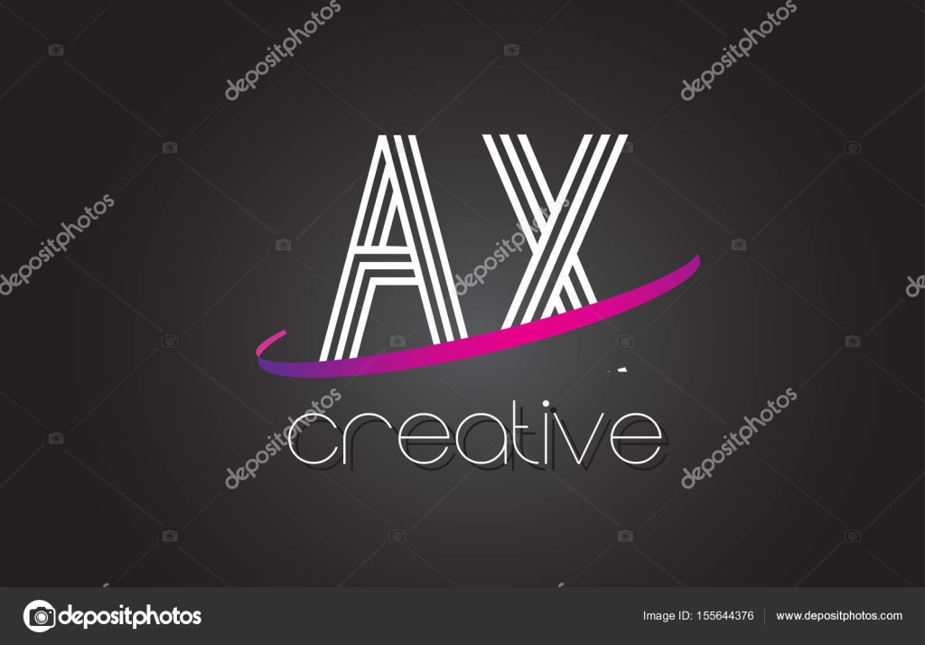 AX A X Letter Logo with Lines Design And Purple Swoosh. Stock Vector ...
