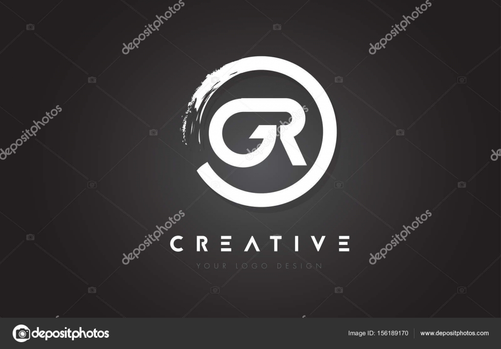 GR Circular Letter Logo with Circle Brush Design and Black Backg Stock ...