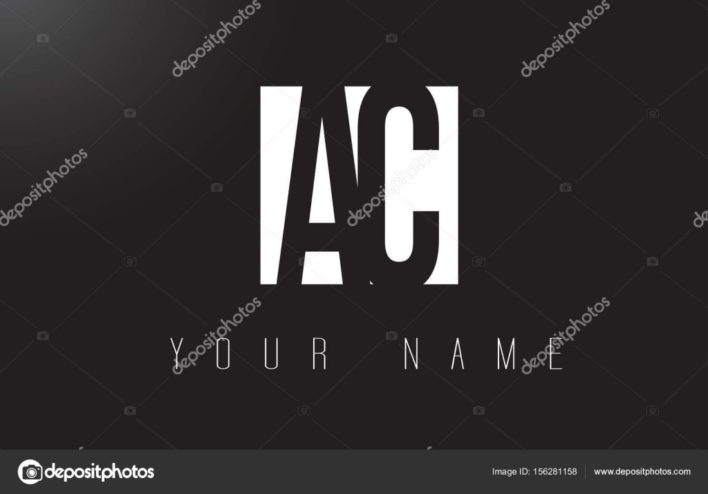 AC Letter Logo With Black and White Negative Space Design. Stock Vector ...