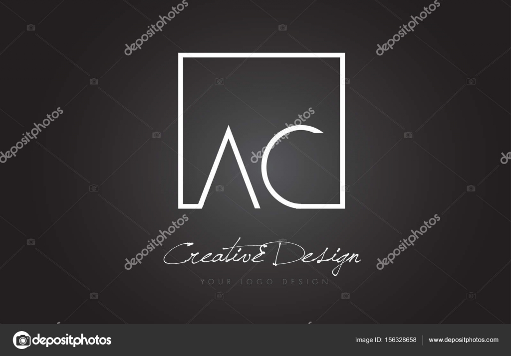 AC Square Frame Letter Logo Design with Black and White Colors. Stock ...