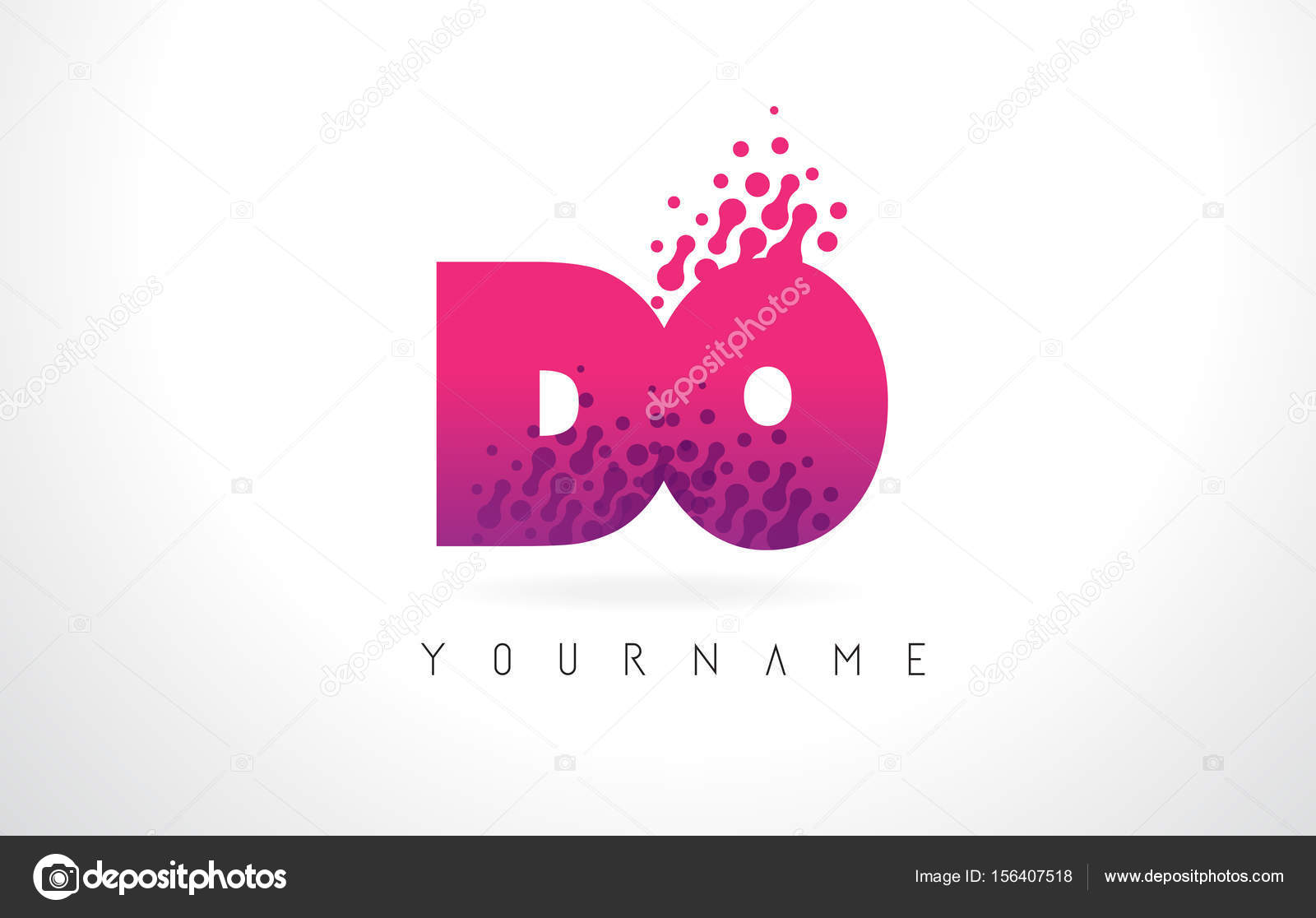 DO D O Letter Logo with Pink Purple Color and Particles Dots Des Stock ...