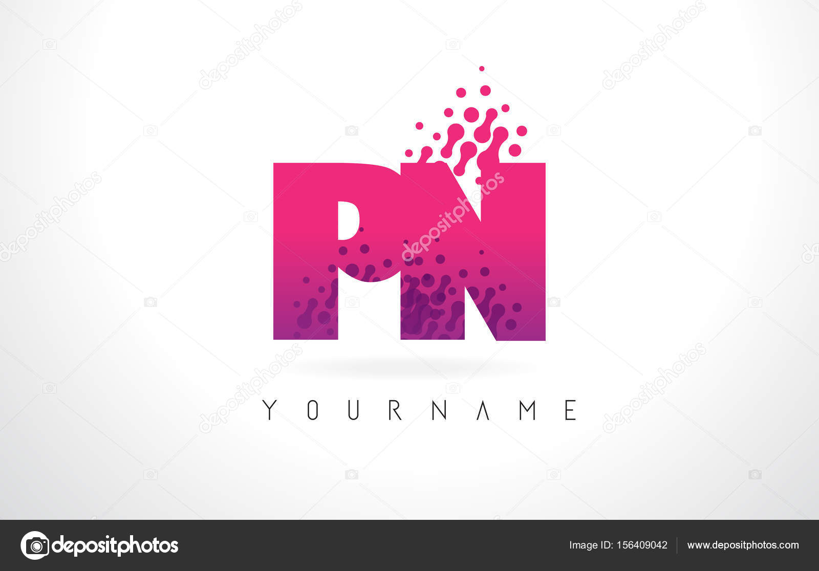 PN P N Letter Logo with Pink Purple Color and Particles Dots Des Stock ...