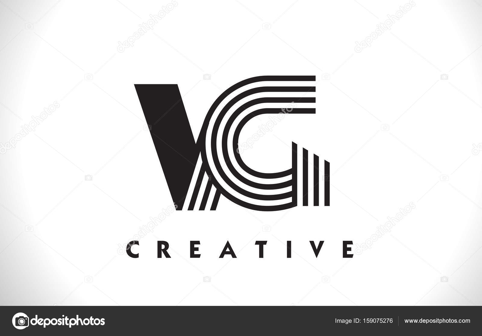 VG Logo Letter With Black Lines Design. Line Letter Vector Illus Stock ...