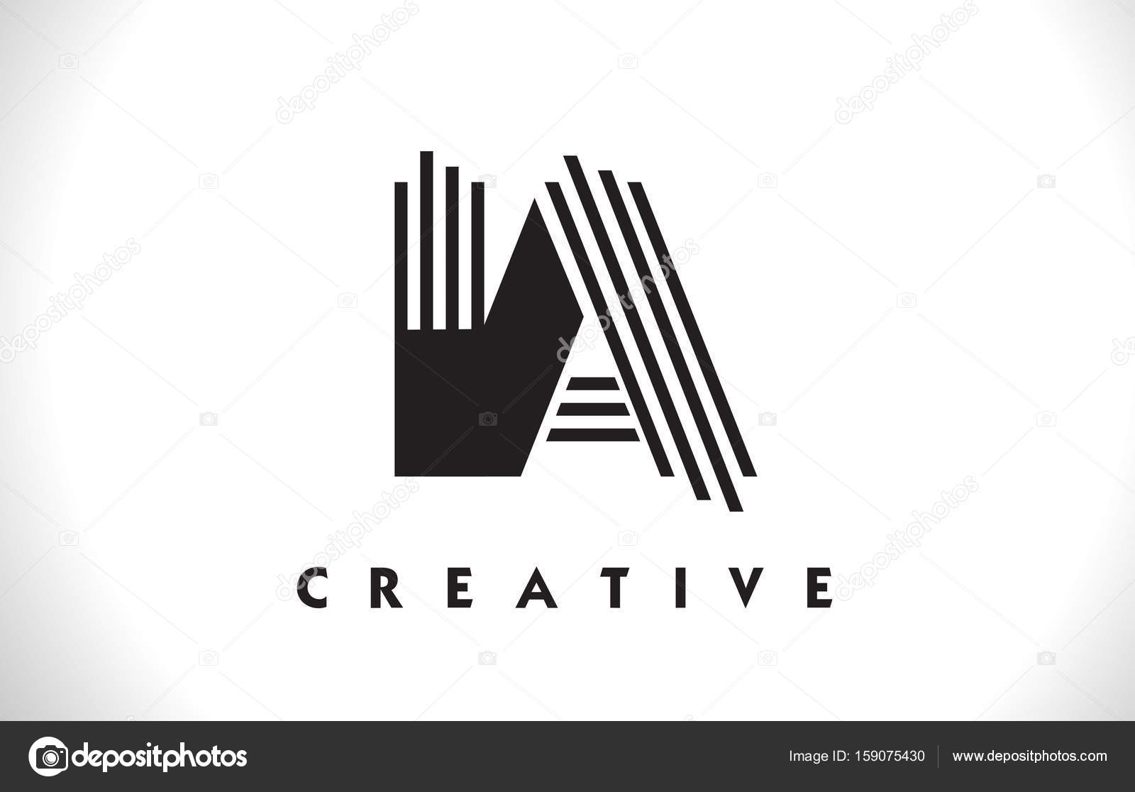 IA Logo Letter With Black Lines Design. Line Letter Vector Illus Stock ...
