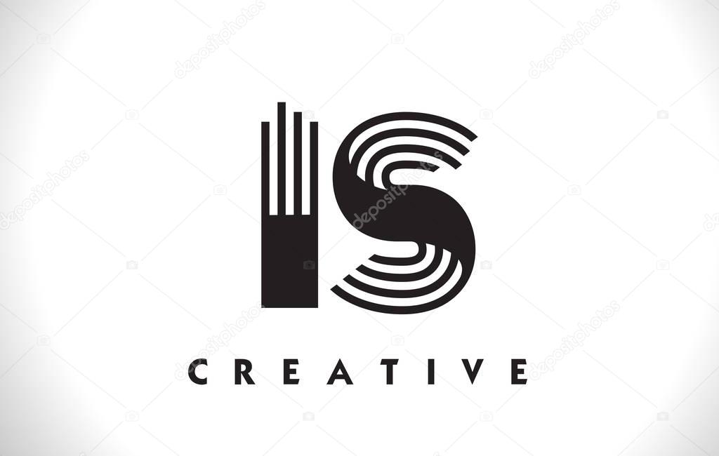 IS Logo Carta con diseño de líneas negras. Línea Letra Vector Illus 2022