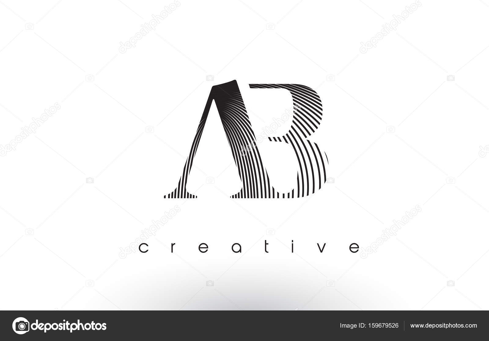 AB Logo Design With Multiple Lines and Black and White Colors. Stock ...