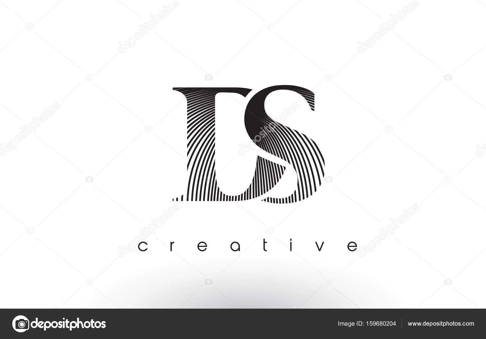 DS Logo Design With Multiple Lines and Black and White Colors. Stock ...