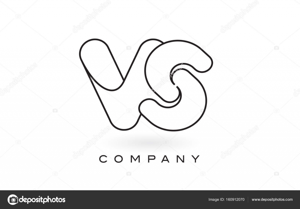 VS Monogram Letter Logo With Thin Black Monogram Outline Contour ...