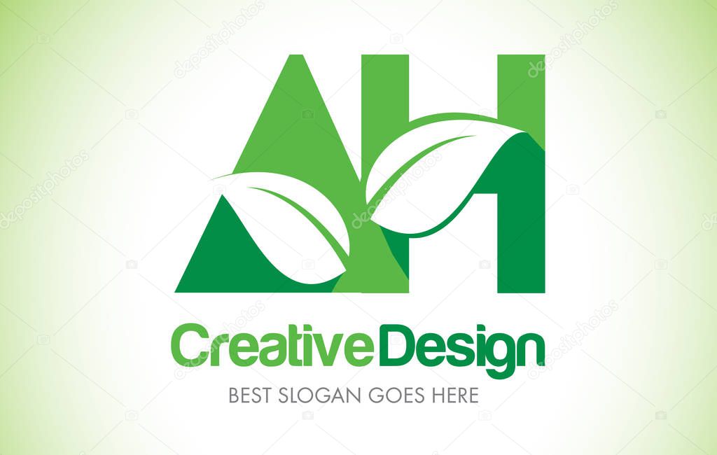Logotipo de dise o de letra de hoja verde AH. Eco Bio Leaf Icono de ...