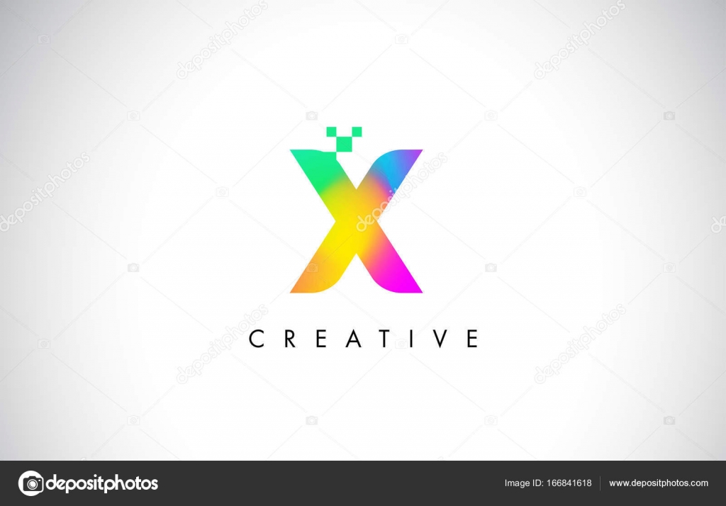 X Colorful Logo Letter Design Vector. Creative Rainbow Gradient Stock ...