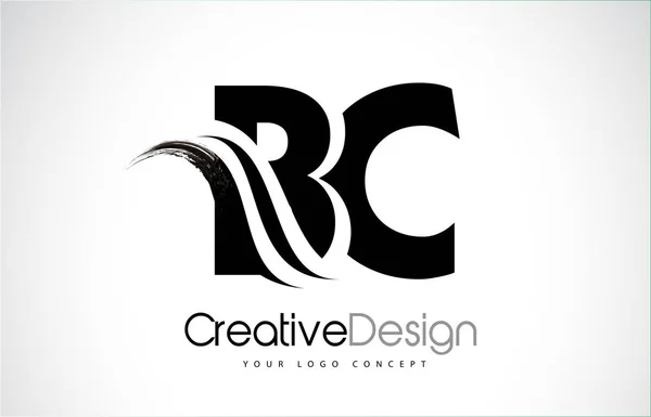 BC B C Creative Brush Black Letters Design With Swoosh Stock Vector ...