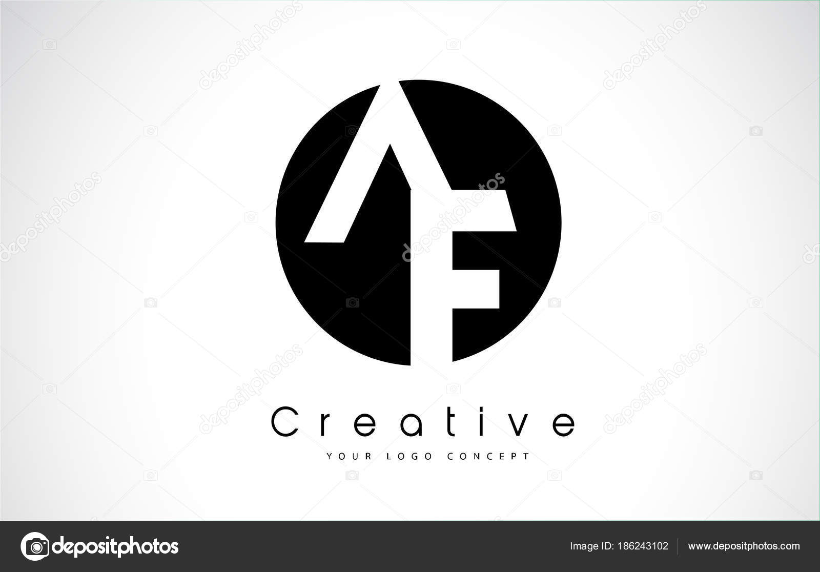 AF Letter Logo Design inside a Black Circle Stock Vector by ...