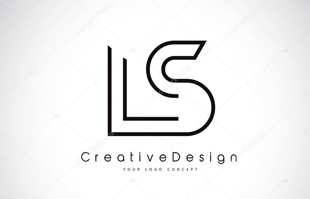 Diseño del logotipo de la letra LS L S en colores negros. 2022