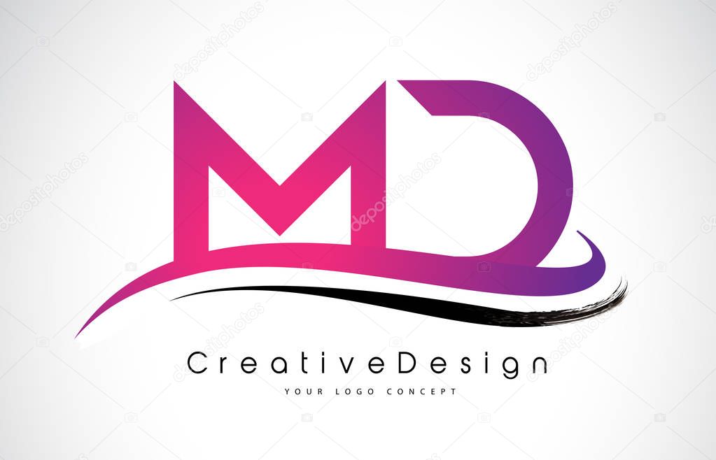 MD M D Carta Diseño de Logo. Icono creativo Letras modernas Vector L 2024
