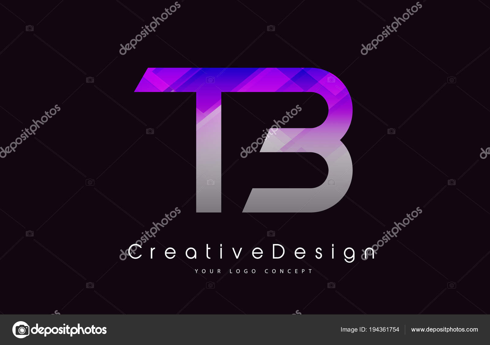 TB Letter Logo Design. Purple Texture Creative Icon Modern Lette Stock ...