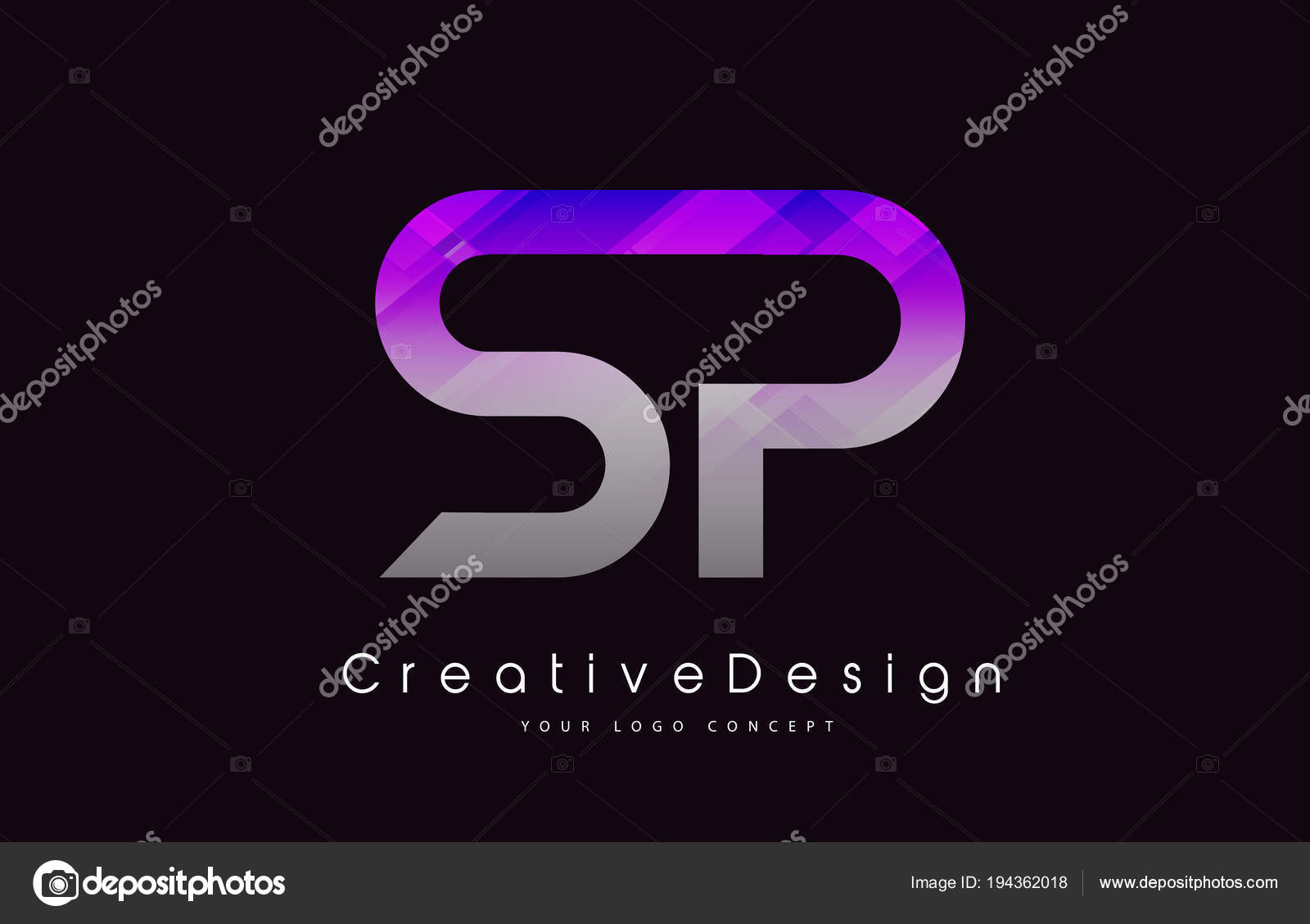 SP Letter Logo Design. Purple Texture Creative Icon Modern Lette Stock ...