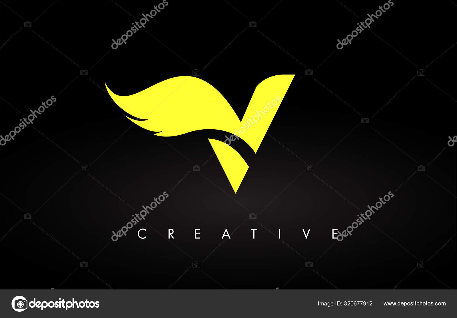 Letter V logo with Yellow Colors and Wing Design Vector Stock Vector ...