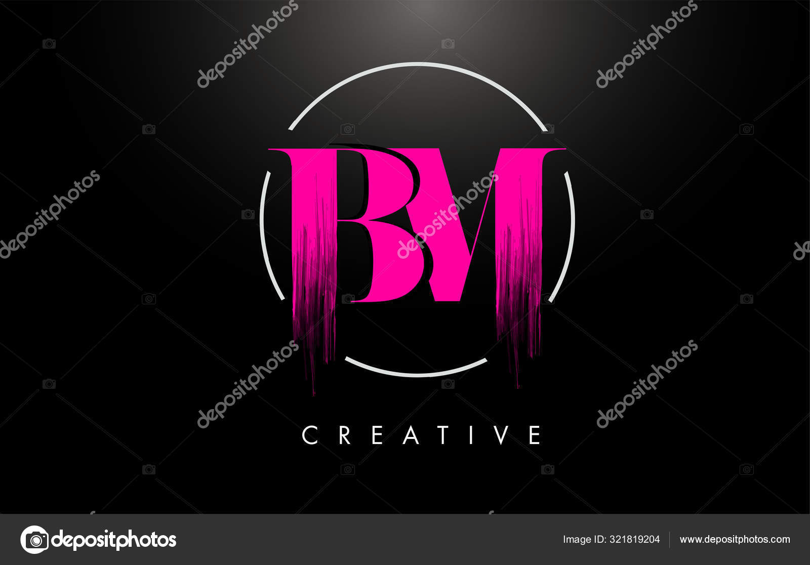 Pink BM Brush Stroke Letter Logo Design. Pink Paint Logo Leters Stock ...