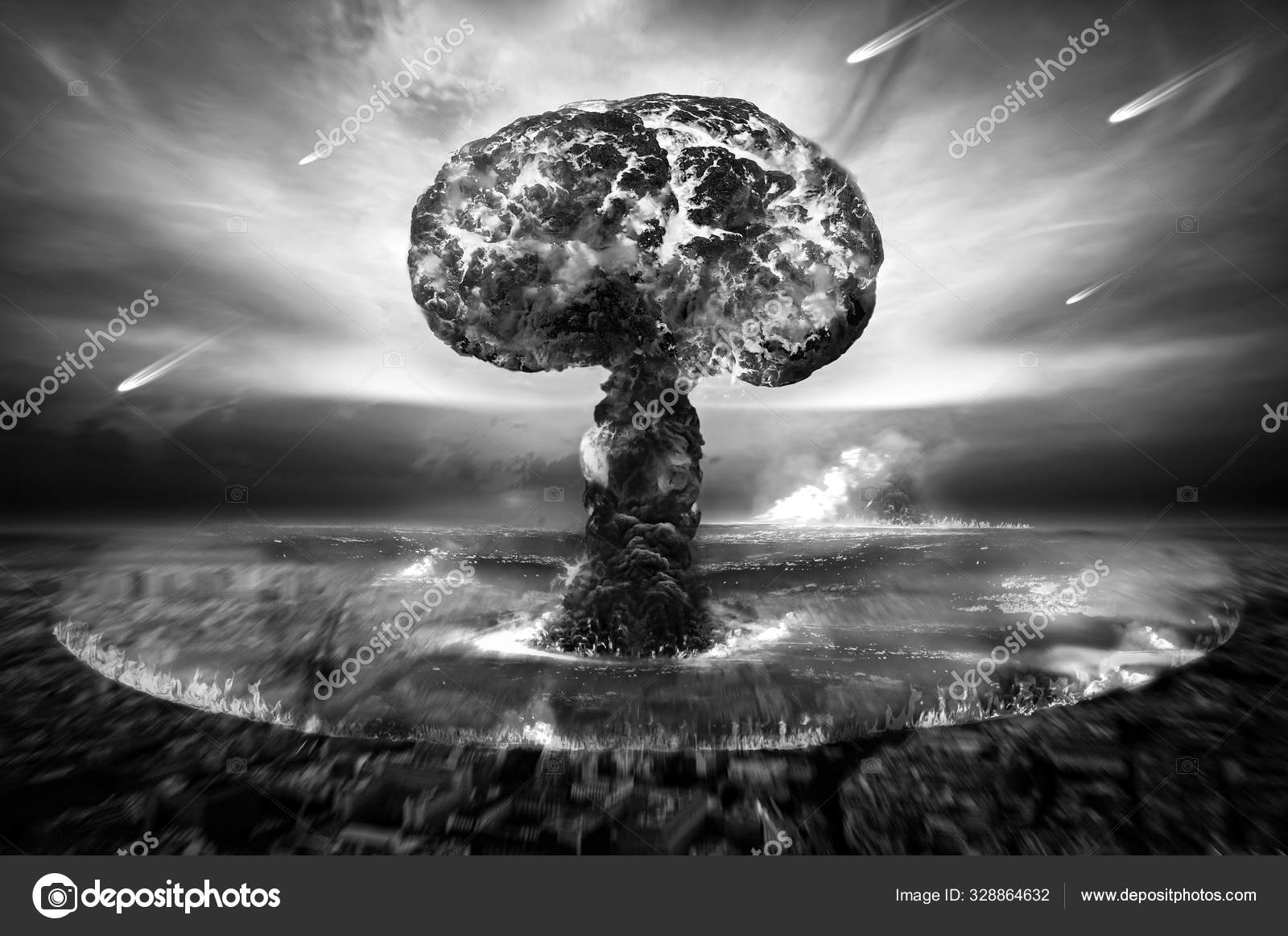 Atom Bomb Explosion Black And White