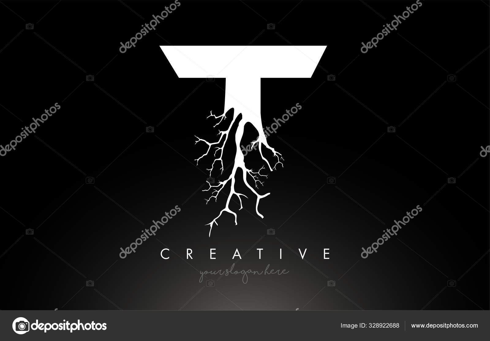 Letra T Design Logo com ramo de árvore criativa. T Árvore de letra Ic Vetor de ©twindesigner ...