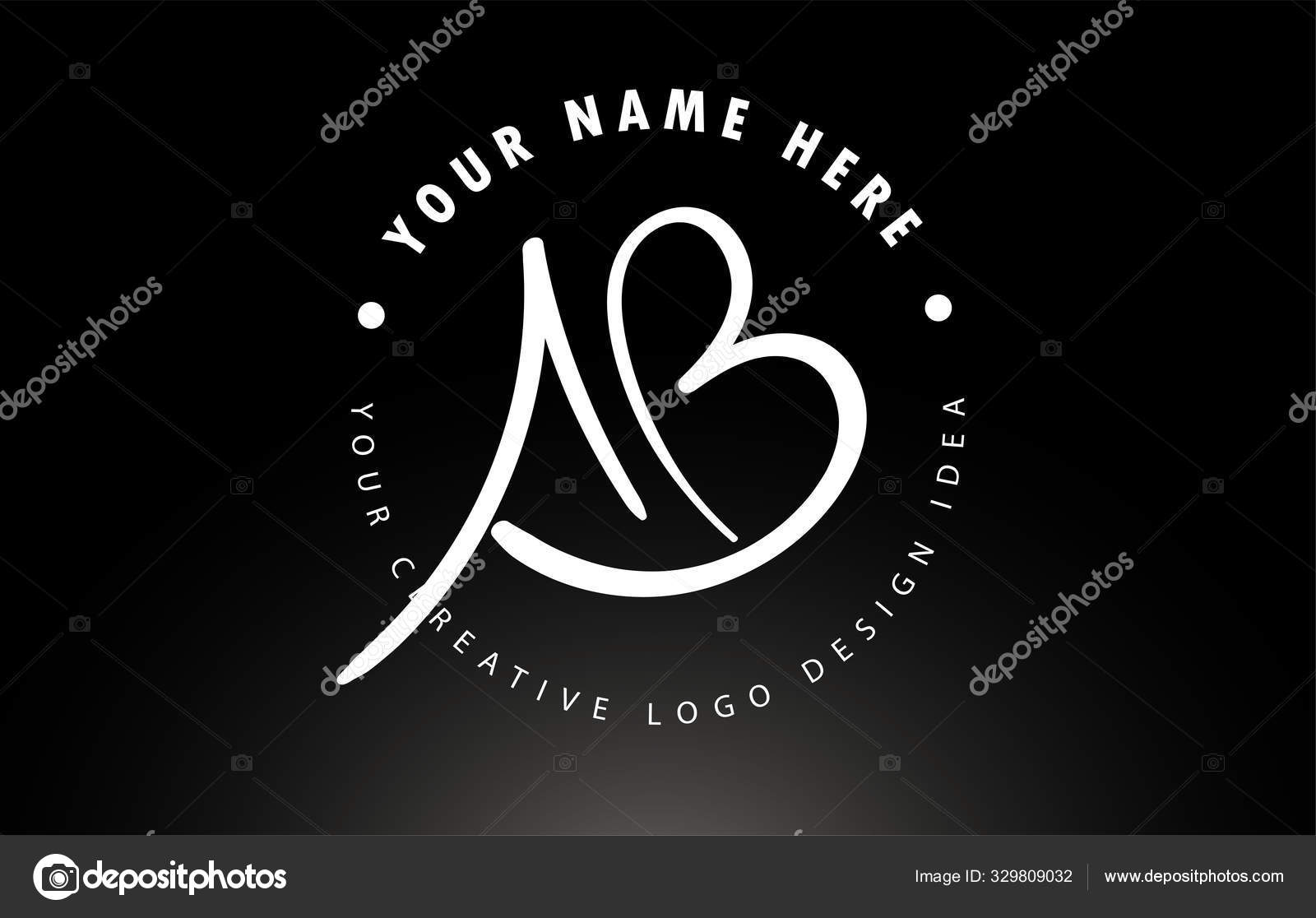AB Handwritten Letters Logo Design with Circular Letter Pattern. Stock ...