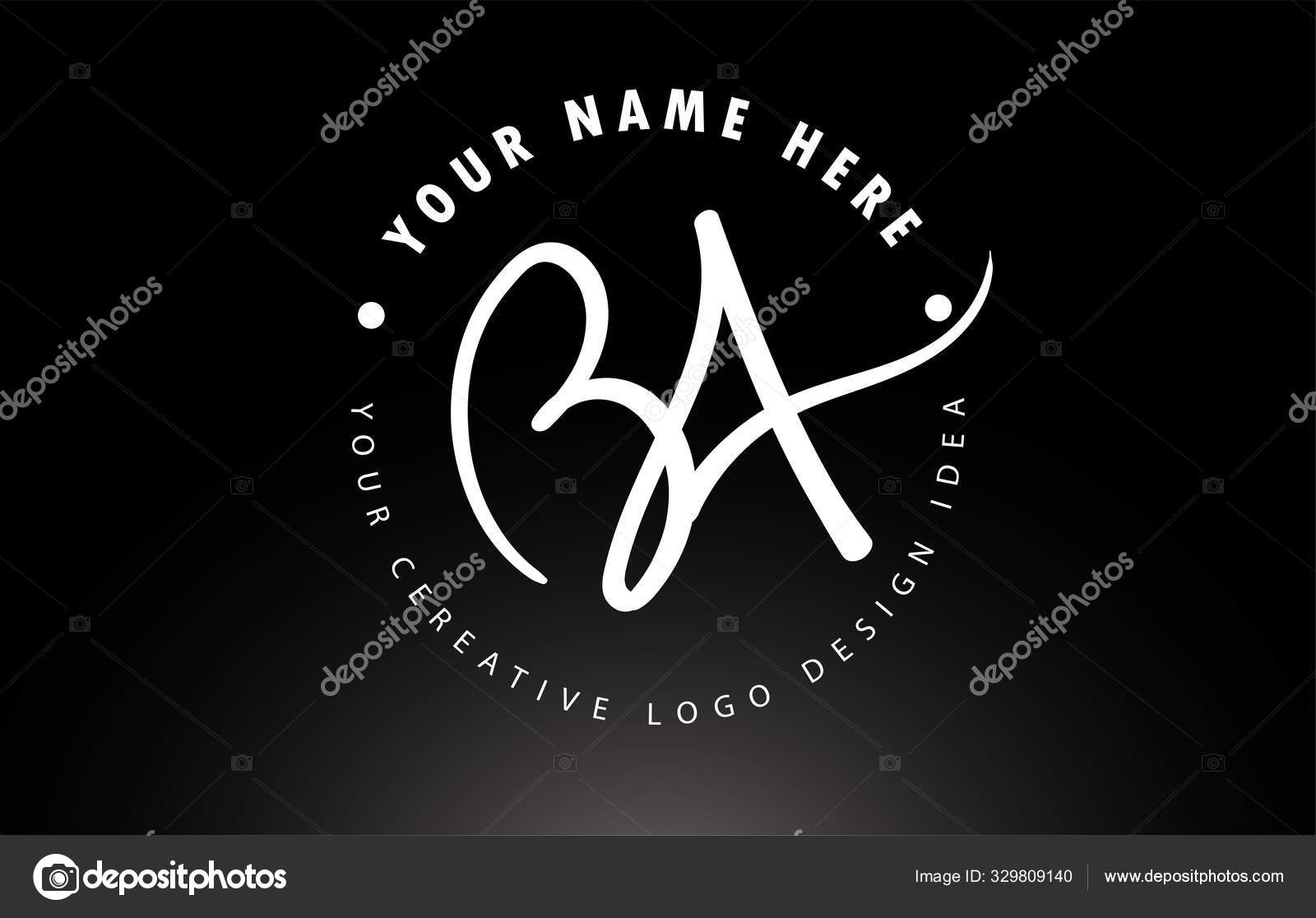 BA letras manuscritas Logo Design com padrão de letra circular . Vetor ...