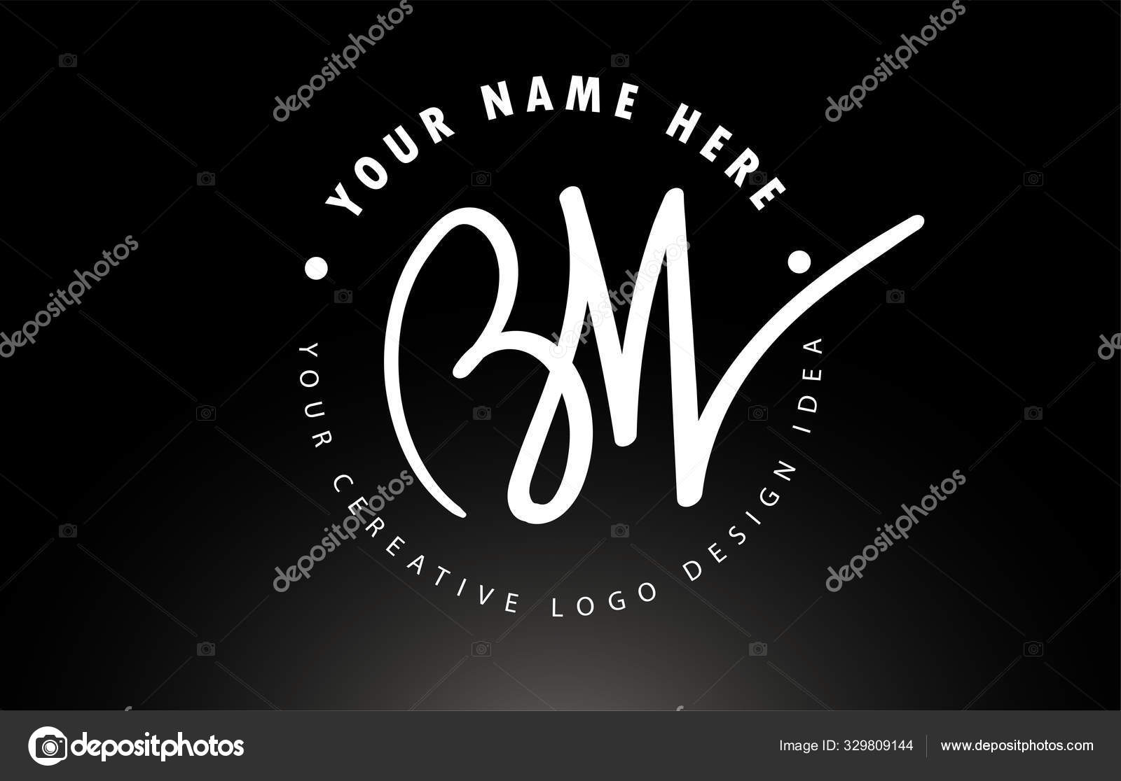 Diseño del logotipo de letras manuscritas BW con patrón de letra ...