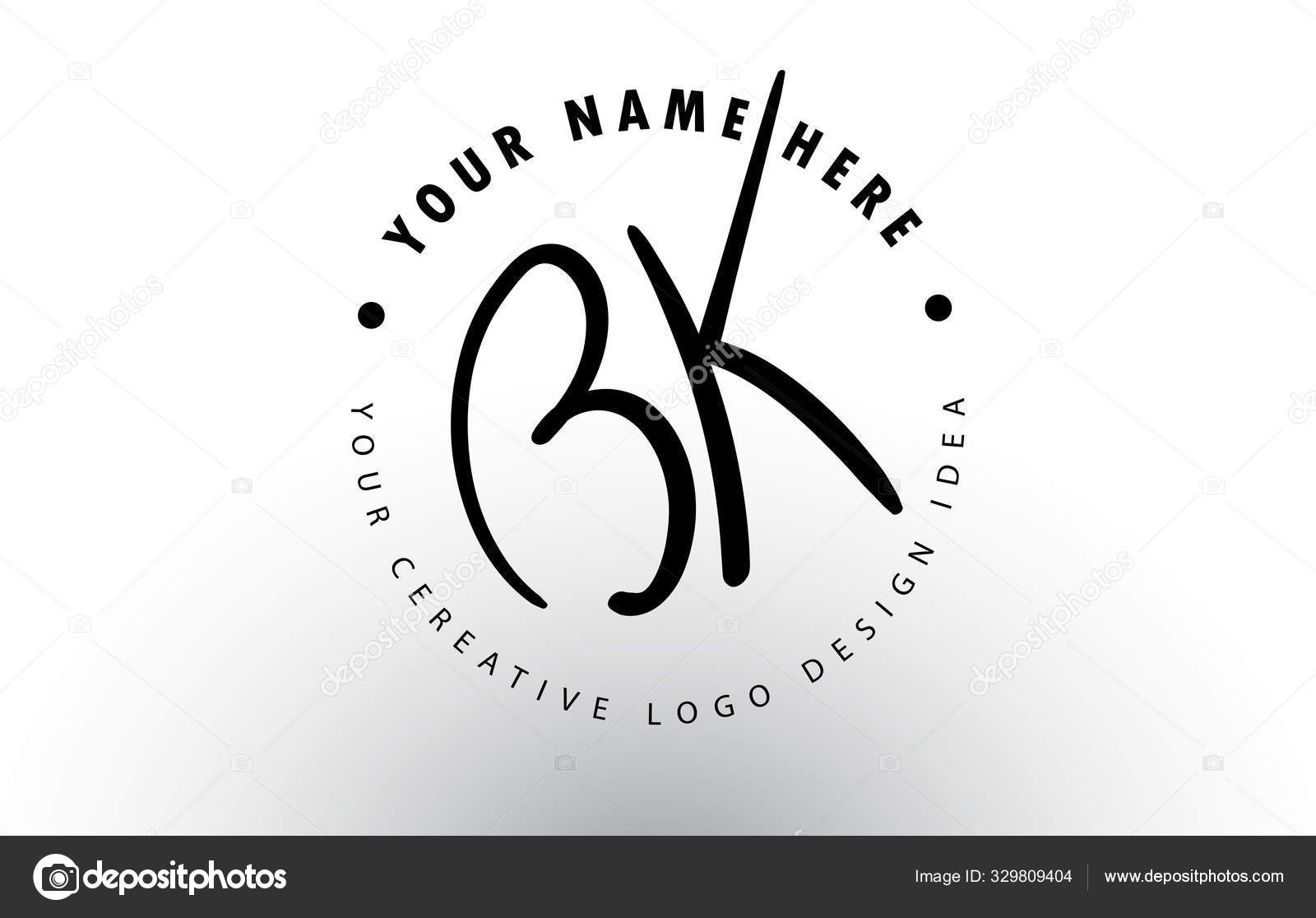 BK Handwritten Letters Logo Design with Circular Letter Pattern. Stock ...