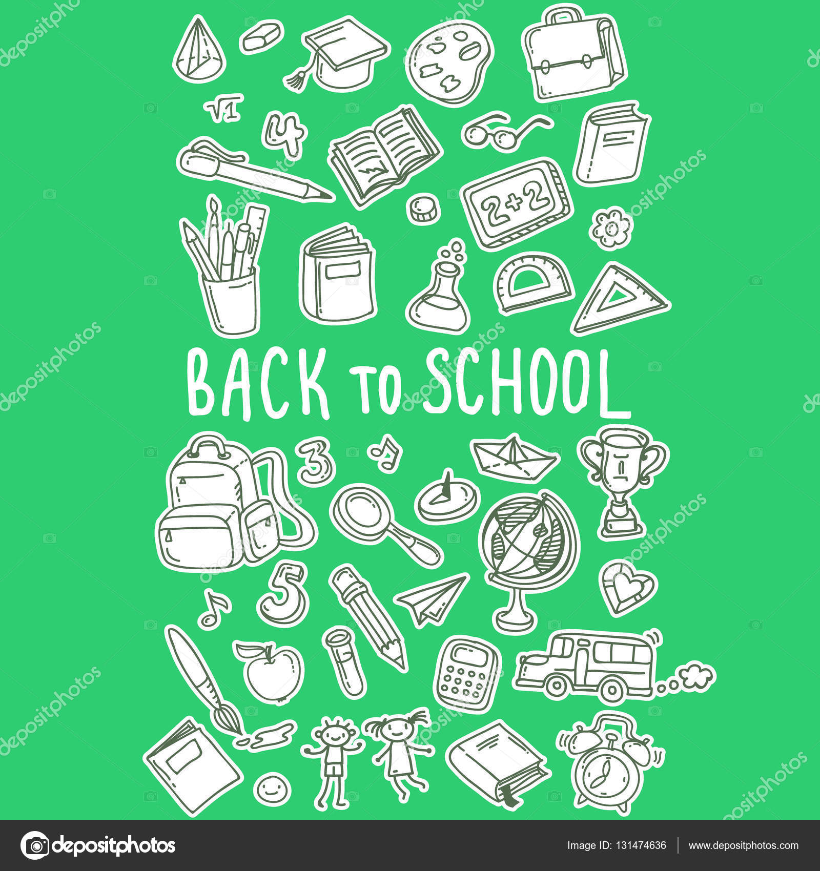 School Supplies With Inscription — Stock Vector © Vectorstory 131474636