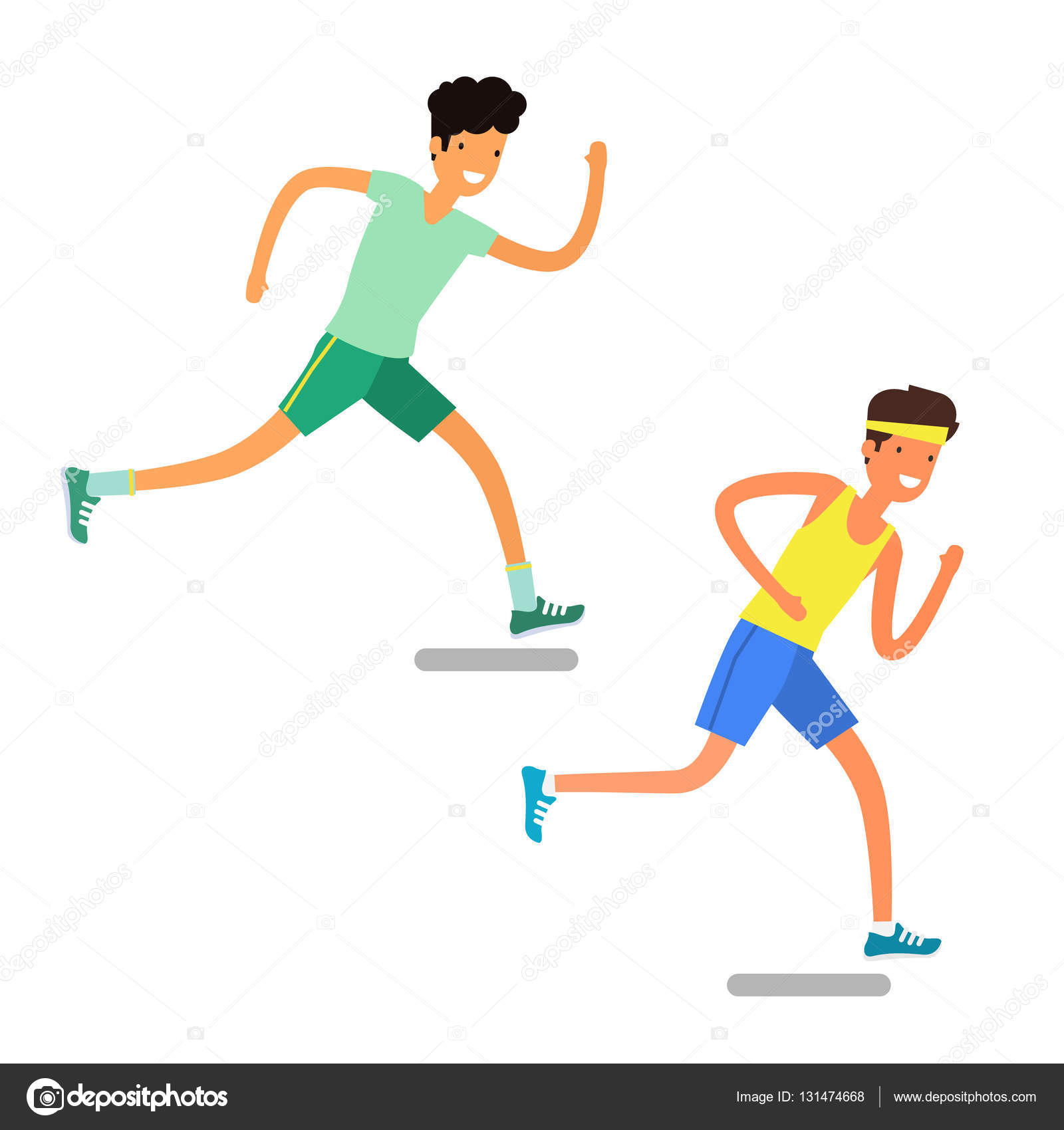 Two People Running Cartoon