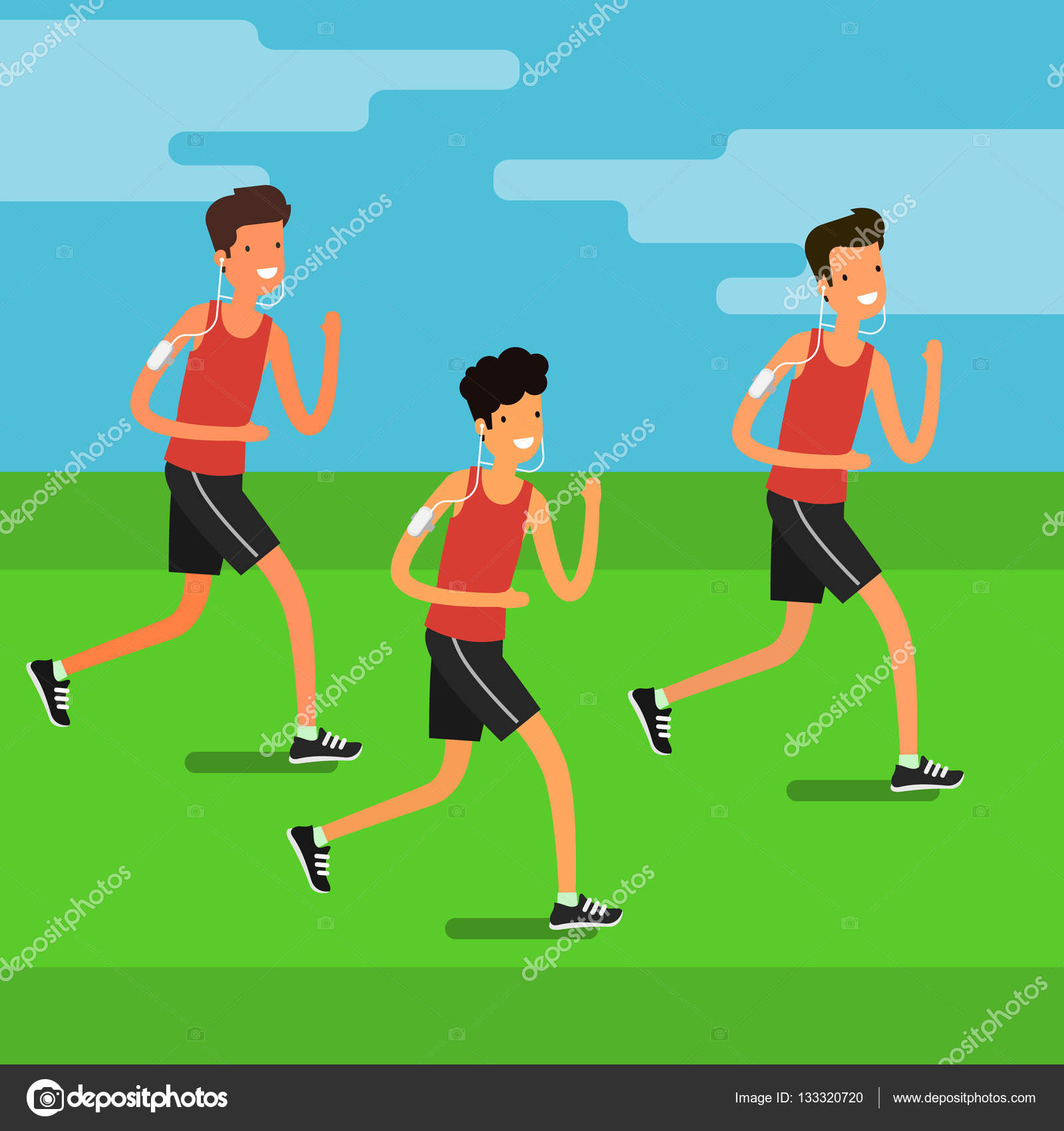 Two People Running Cartoon