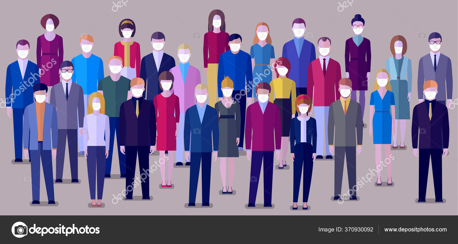 Concept Pandemic Virus Spread Sad People Wearing Protective Face Masks ...