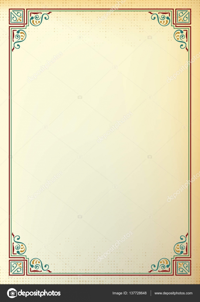 Ornate rectangular frame, color background. Page decoration, corners ...