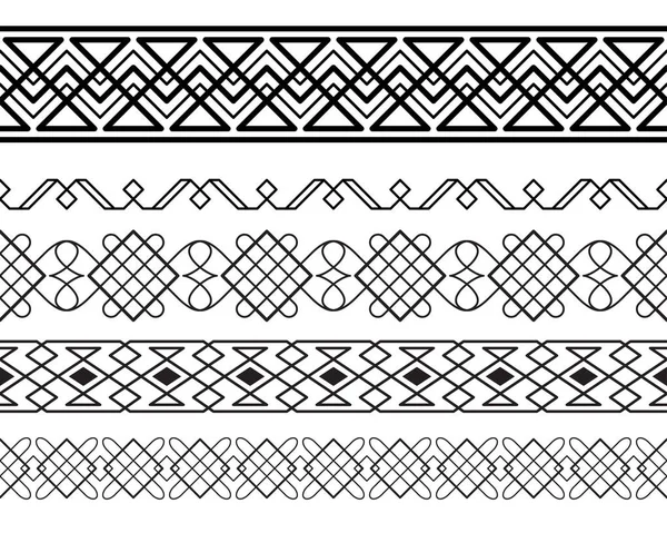 Set of black geometric borders. Pattern brushes are included in vector ...