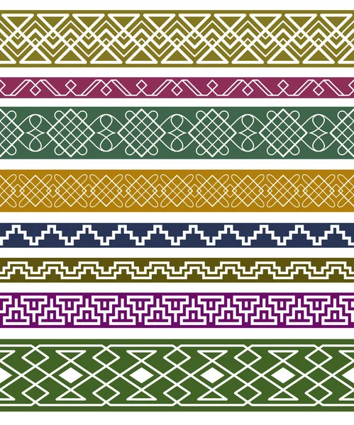 Set Seamless Borders Floral Corner Elements Interlaced Lines Based ...